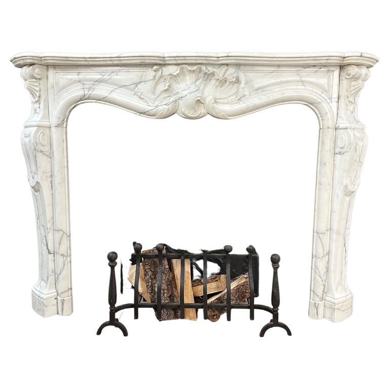 Beautiful Antique Rococo Front Fireplace White Marble For Sale at 1stDibs