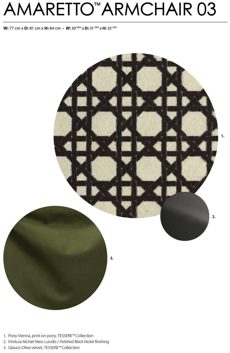 Beautiful Armchair Velvet Polished Nickel Black Finishing Amaretto Collection For Sale at 1stDibs