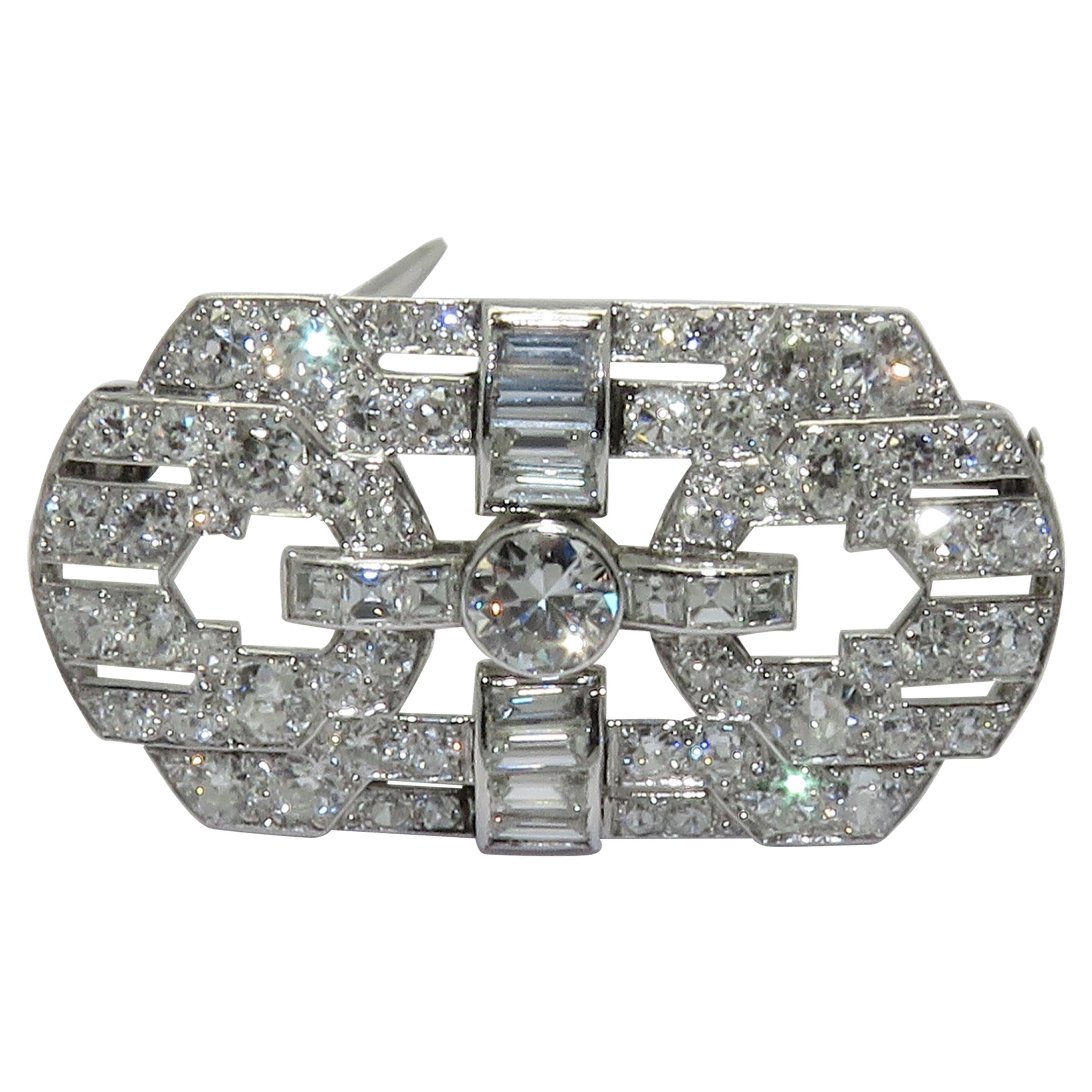 Beautiful Art Deco Platinum Diamond Brooch For Sale at 1stDibs | art ...
