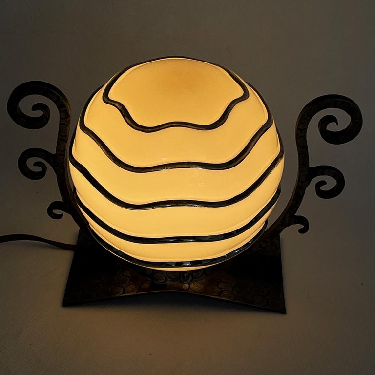 Beautiful Art Deco Table Lamp Glass Ball Desk Lamp For Sale at 1stDibs