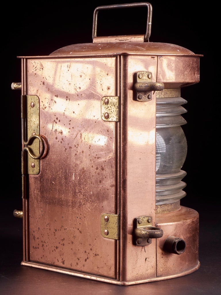 Beautiful Art Deco Vintage Copper Alloy Signal Lamp For Sale at 1stDibs