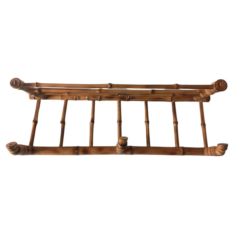 Beautiful Bamboo Coat Rack Three Hangers Top Shelf for Hats or Bags ...