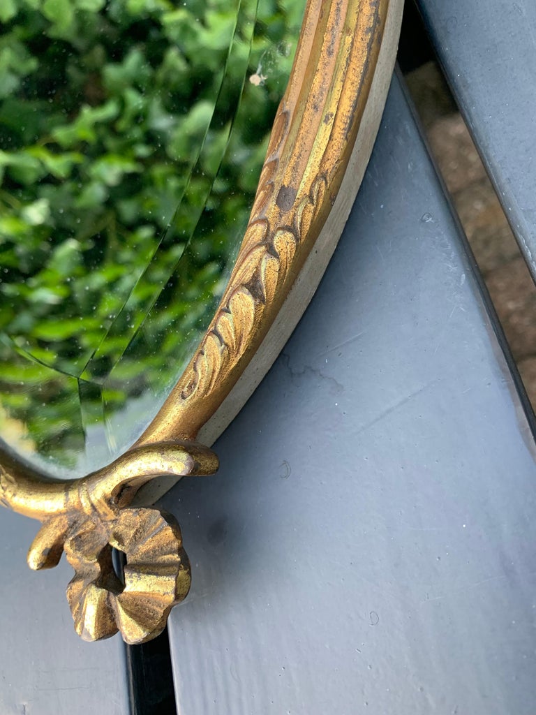 Beautiful and Beveled Wall Mirror in Gilt Bronze Frame w. Eternal Flame ...