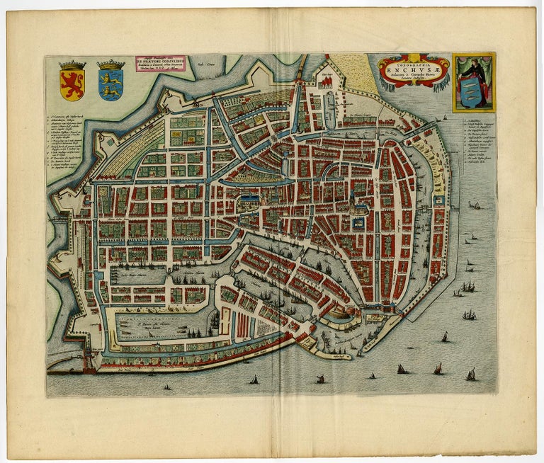 Beautiful Bird's-Eye View Plan of Enkhuizen in The Netherlands by Blaeu ...
