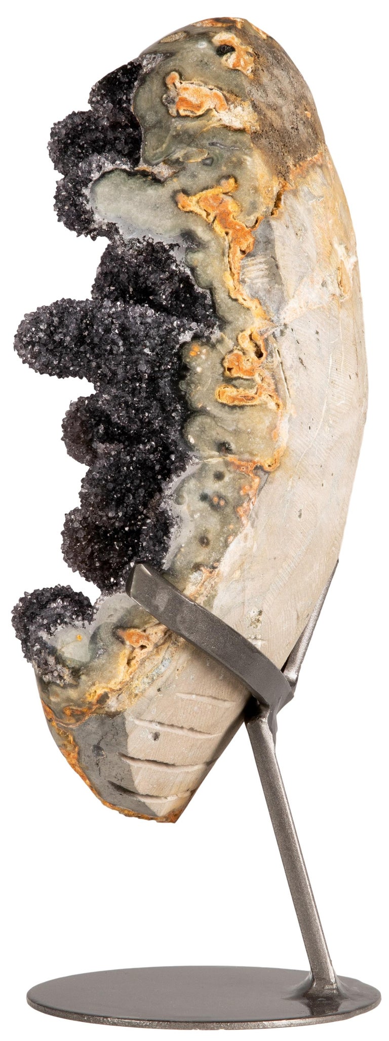 Beautiful Black Galaxy Stalactites with Druze Surrounded by Agate on ...
