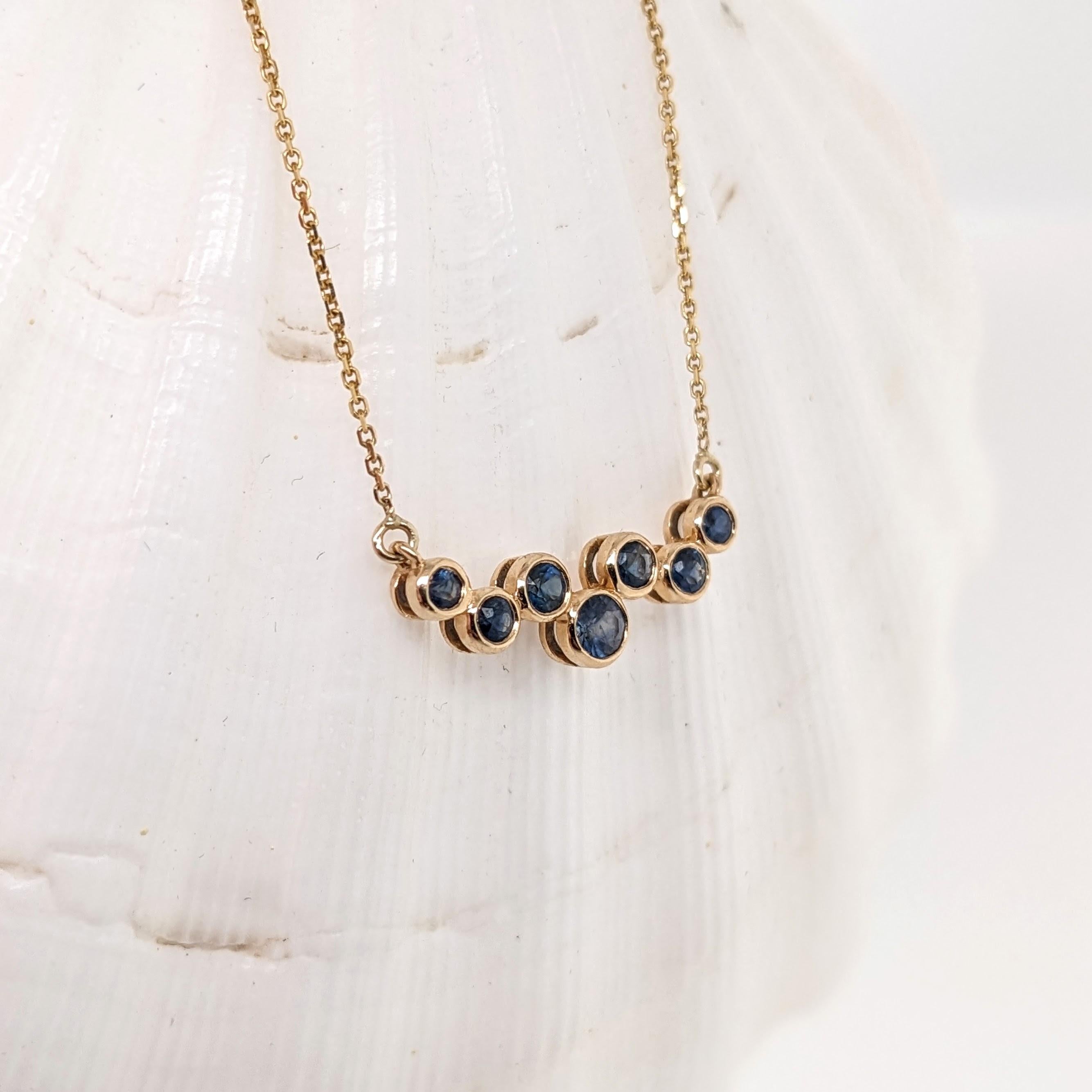 Beautiful Blue Sapphire Pendant Necklace in Solid 14K Gold Round ...