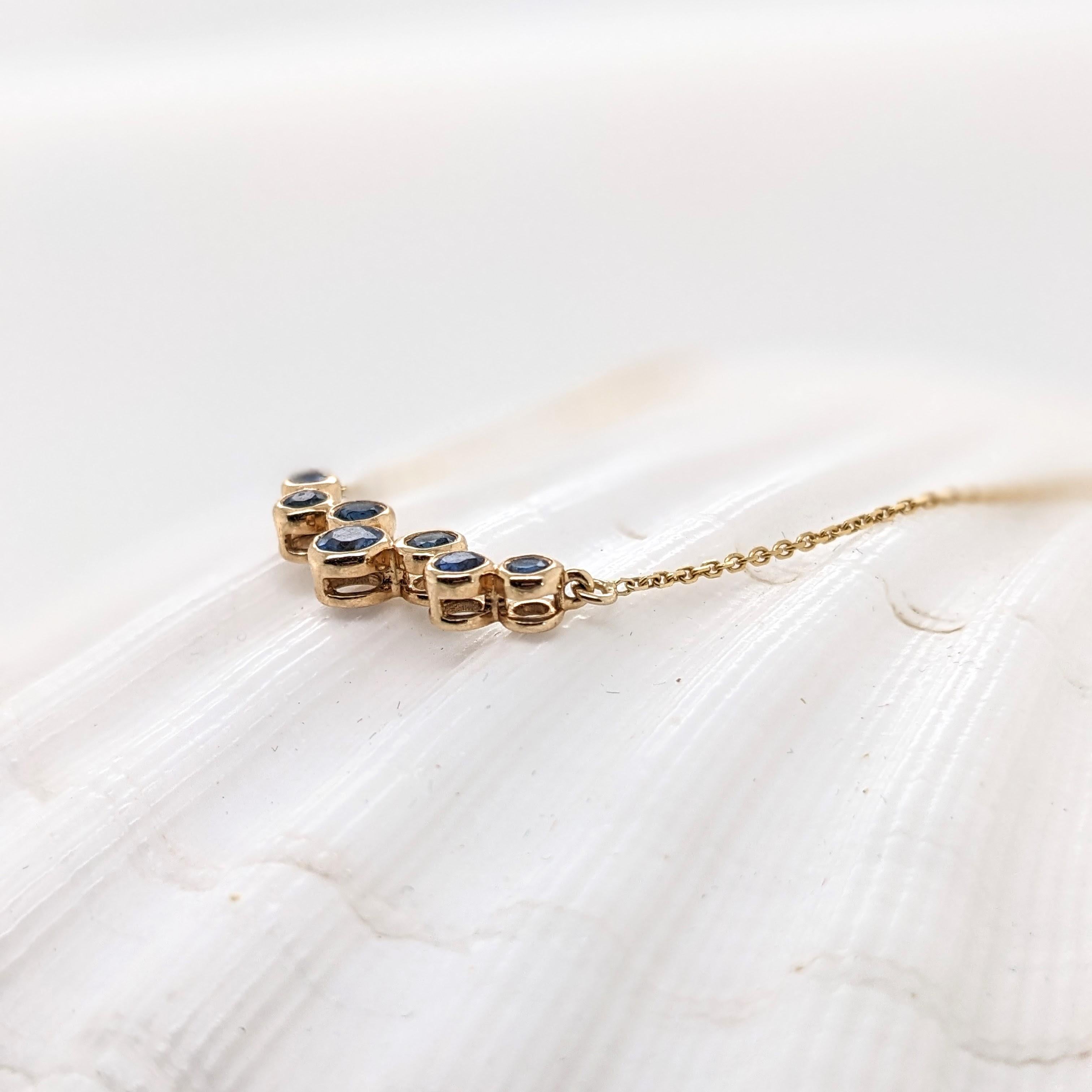 Beautiful Blue Sapphire Pendant Necklace in Solid 14K Gold Round ...
