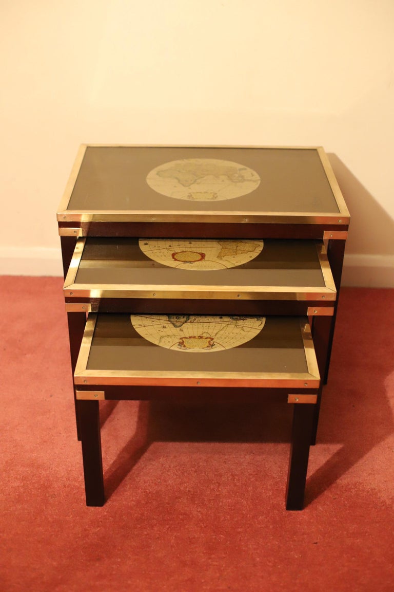 Beautiful Brass Bound Military Campaign Nesting Tables For Sale at 1stDibs