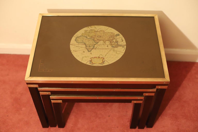 Beautiful Brass Bound Military Campaign Nesting Tables For Sale at 1stDibs