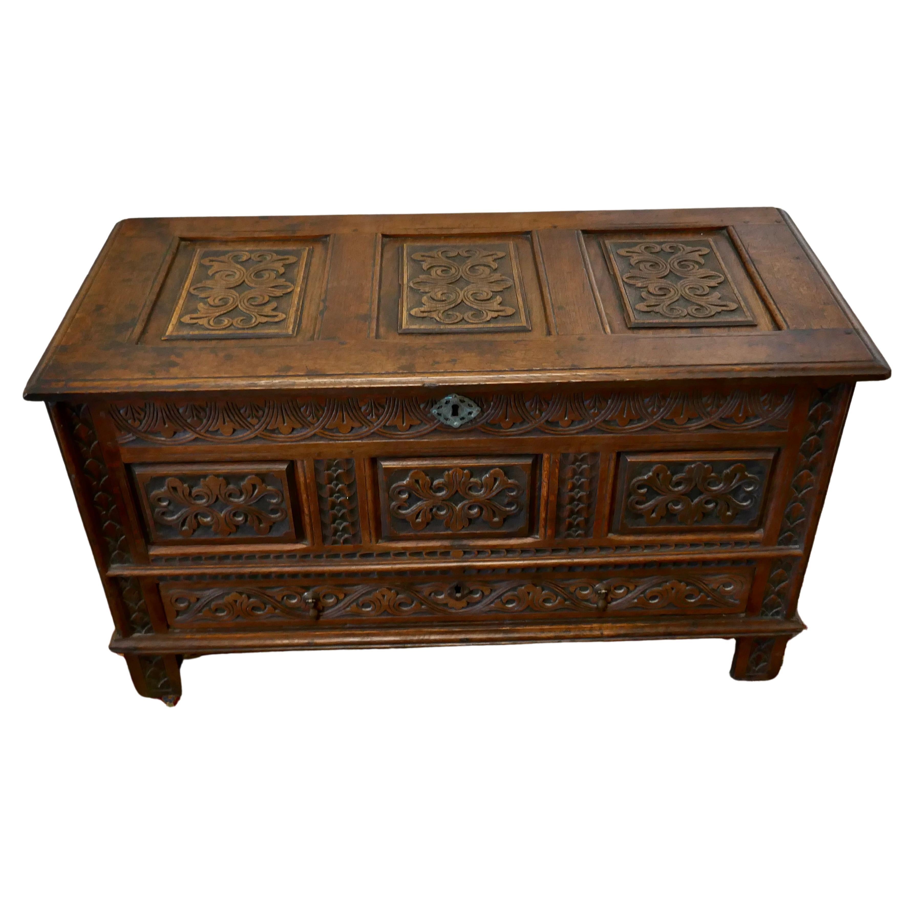 Cassone Chest Cedar Azores 20 October 1592 marriage scrollwork mastic ...