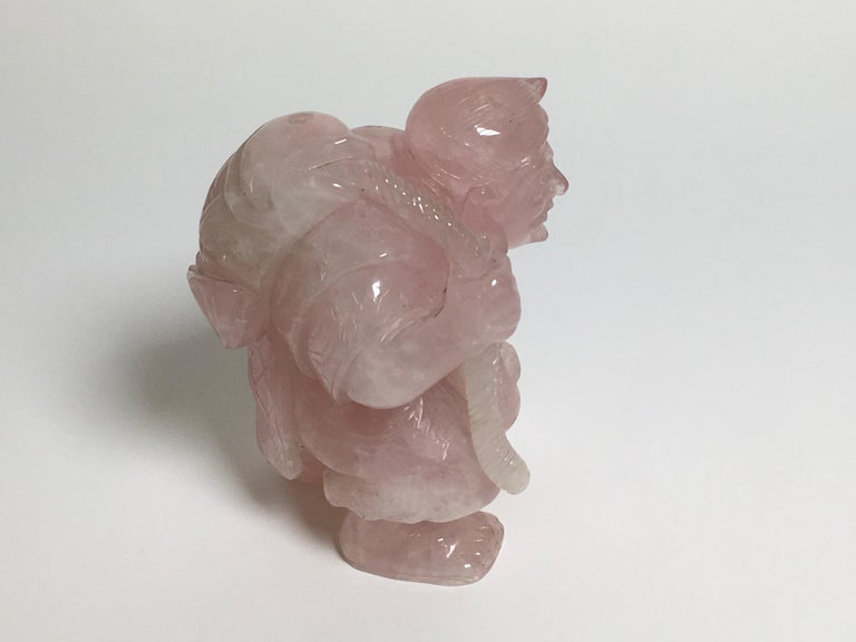 Beautiful Carved Rose Quartz Sculpture For Sale at 1stDibs