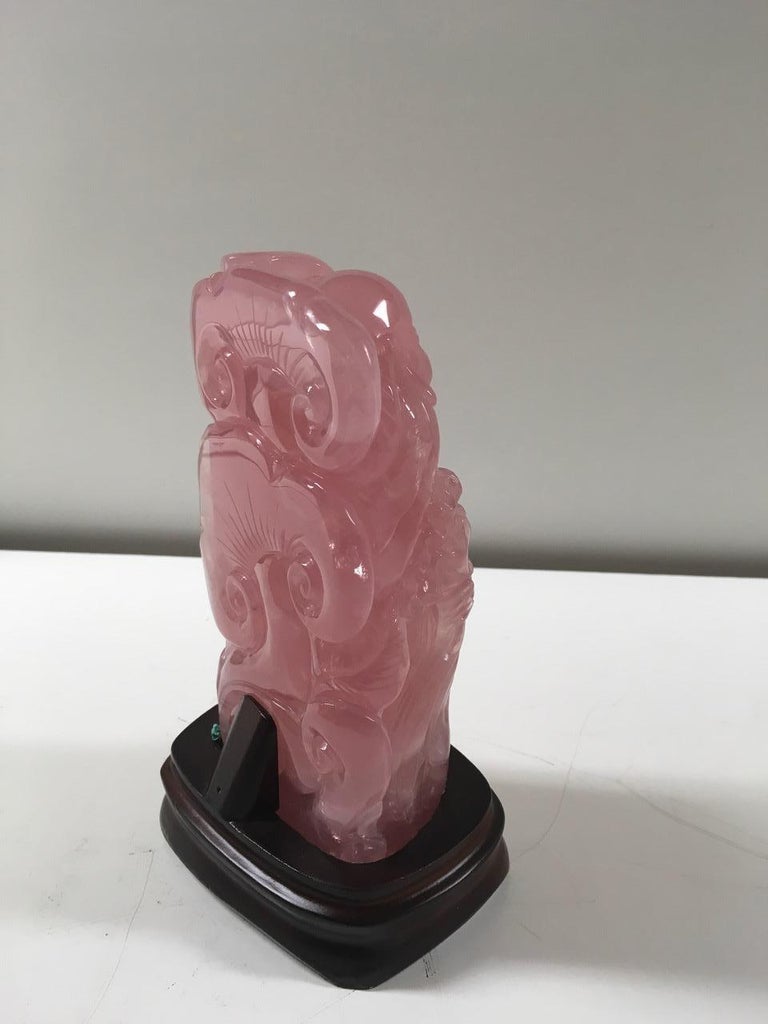 Beautiful Carved Rose Quartz Sculpture For Sale at 1stDibs