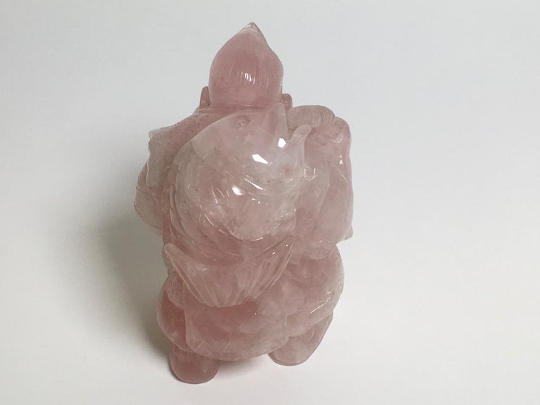 Beautiful Carved Rose Quartz Sculpture For Sale at 1stDibs