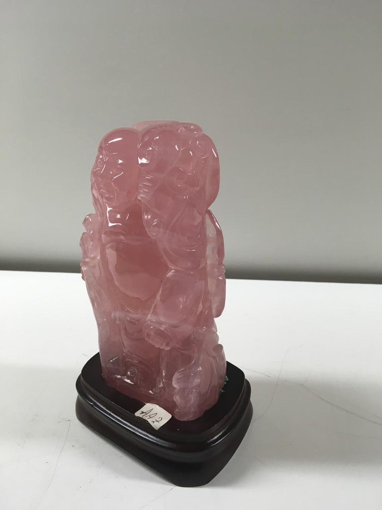 Beautiful Carved Rose Quartz Sculpture For Sale at 1stDibs