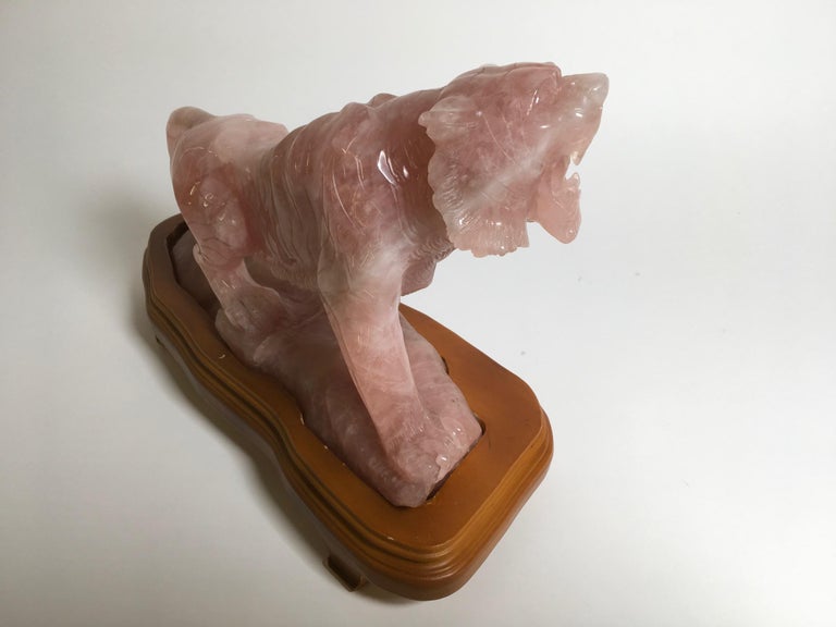 Beautiful Carved Rose Quartz Sculpture For Sale at 1stDibs