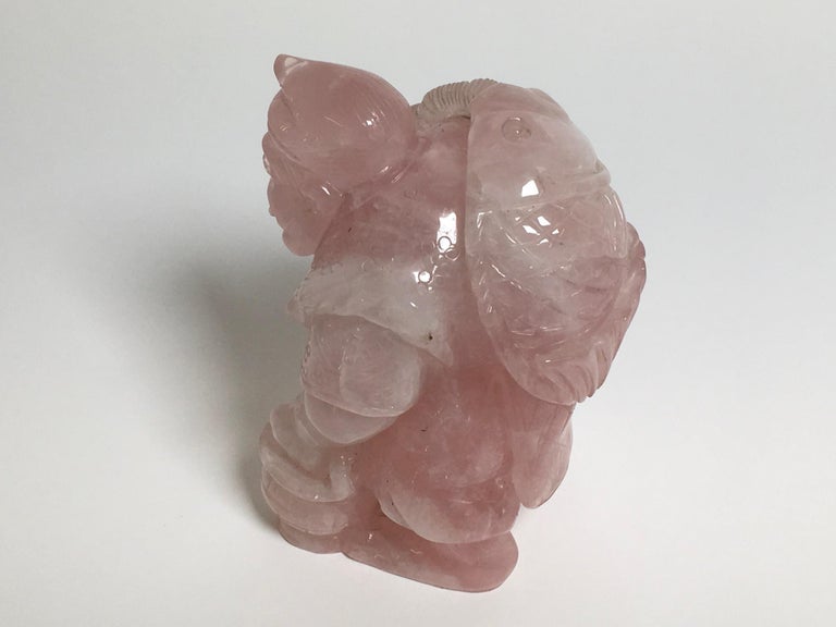 Beautiful Carved Rose Quartz Sculpture For Sale at 1stDibs
