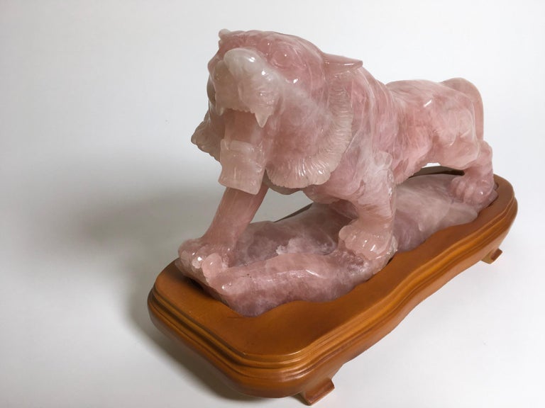 Beautiful Carved Rose Quartz Sculpture For Sale at 1stDibs