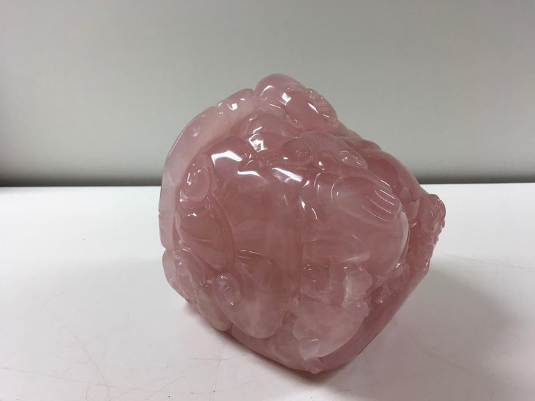 Beautiful Carved Rose Quartz Sculpture For Sale at 1stDibs