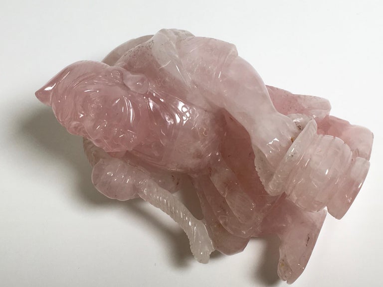 Beautiful Carved Rose Quartz Sculpture For Sale at 1stDibs