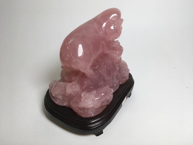 Beautiful Carved Rose Quartz Sculpture For Sale at 1stDibs