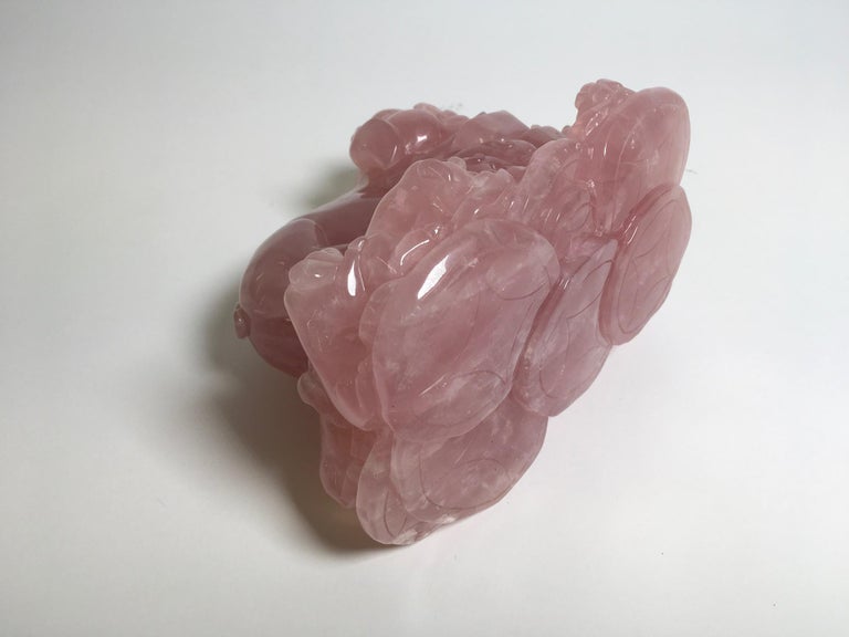 Beautiful Carved Rose Quartz Sculpture For Sale at 1stDibs