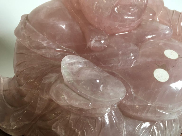 Beautiful Carved Rose Quartz Sculpture For Sale at 1stDibs