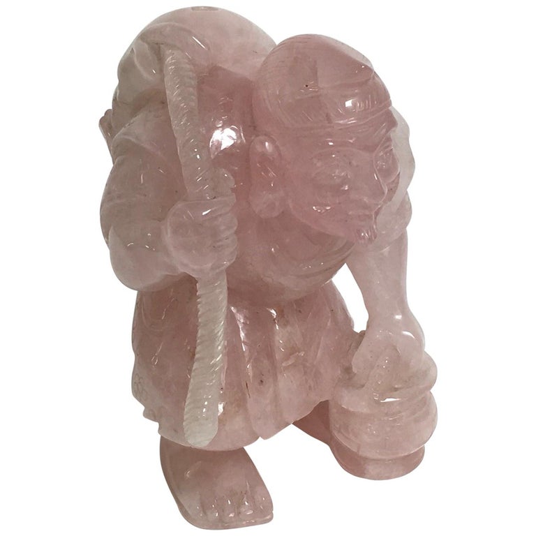 Beautiful Carved Rose Quartz Sculpture For Sale at 1stDibs