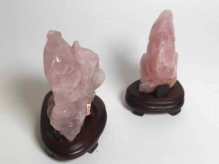 Beautiful Carved Rose Quartz Sculptures For Sale at 1stDibs