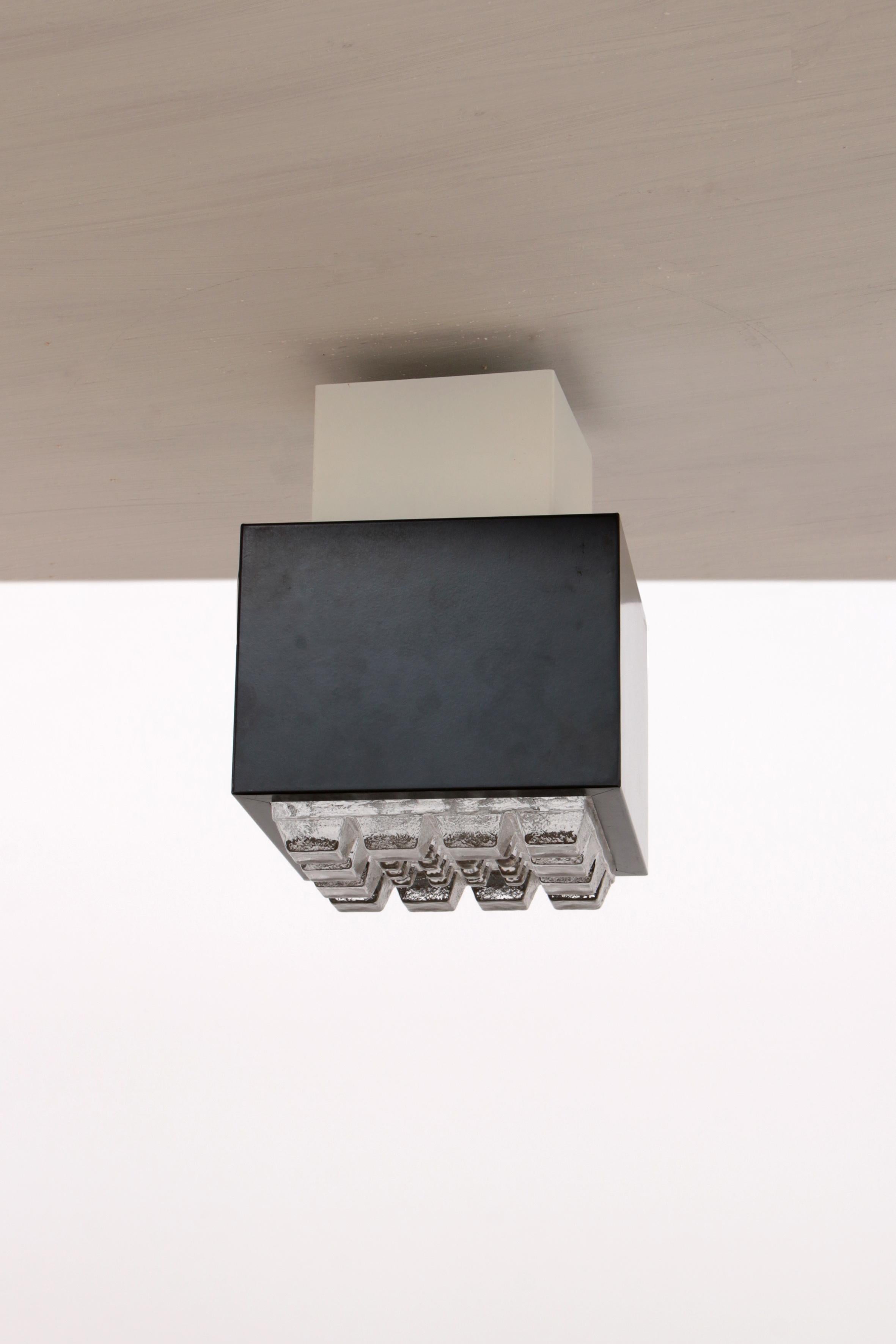 Beautiful ceiling lamp made of metal with glass, 1960s Sweden. For Sale ...