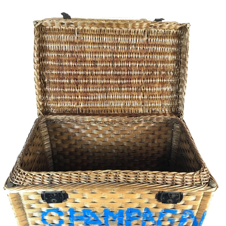 Beautiful Champagne Wicker Basket Trunk, 1910s, France at 1stDibs ...