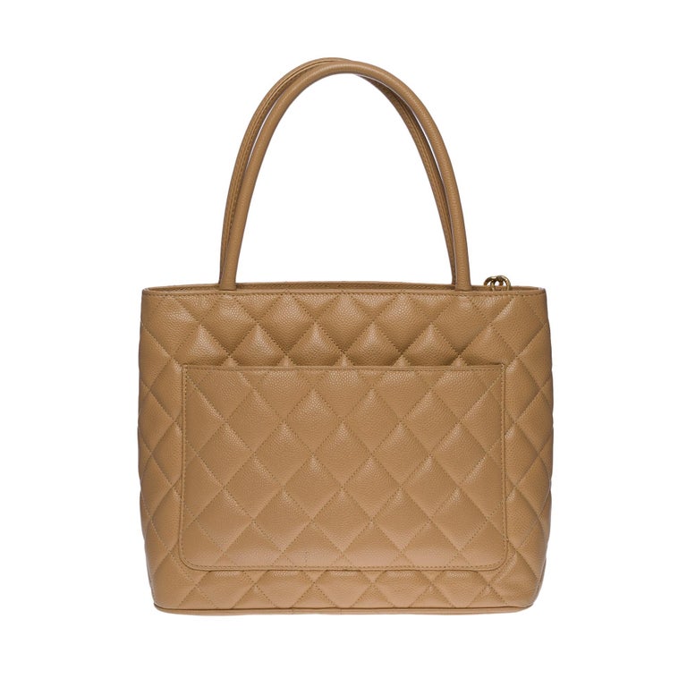 Beautiful Chanel Cabas Medallion bag in beige caviar leather, GHW For ...