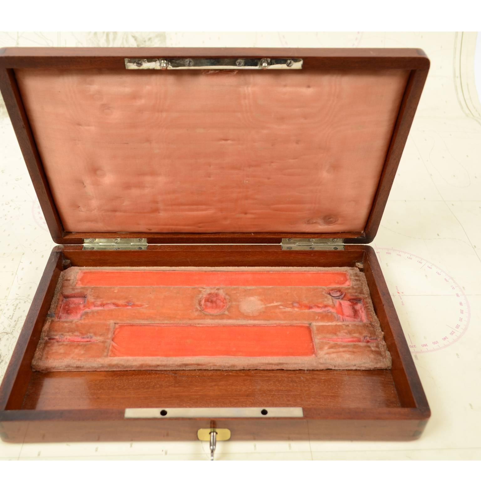 Beautiful Compasses Mahogany Box, 1858 at 1stDibs