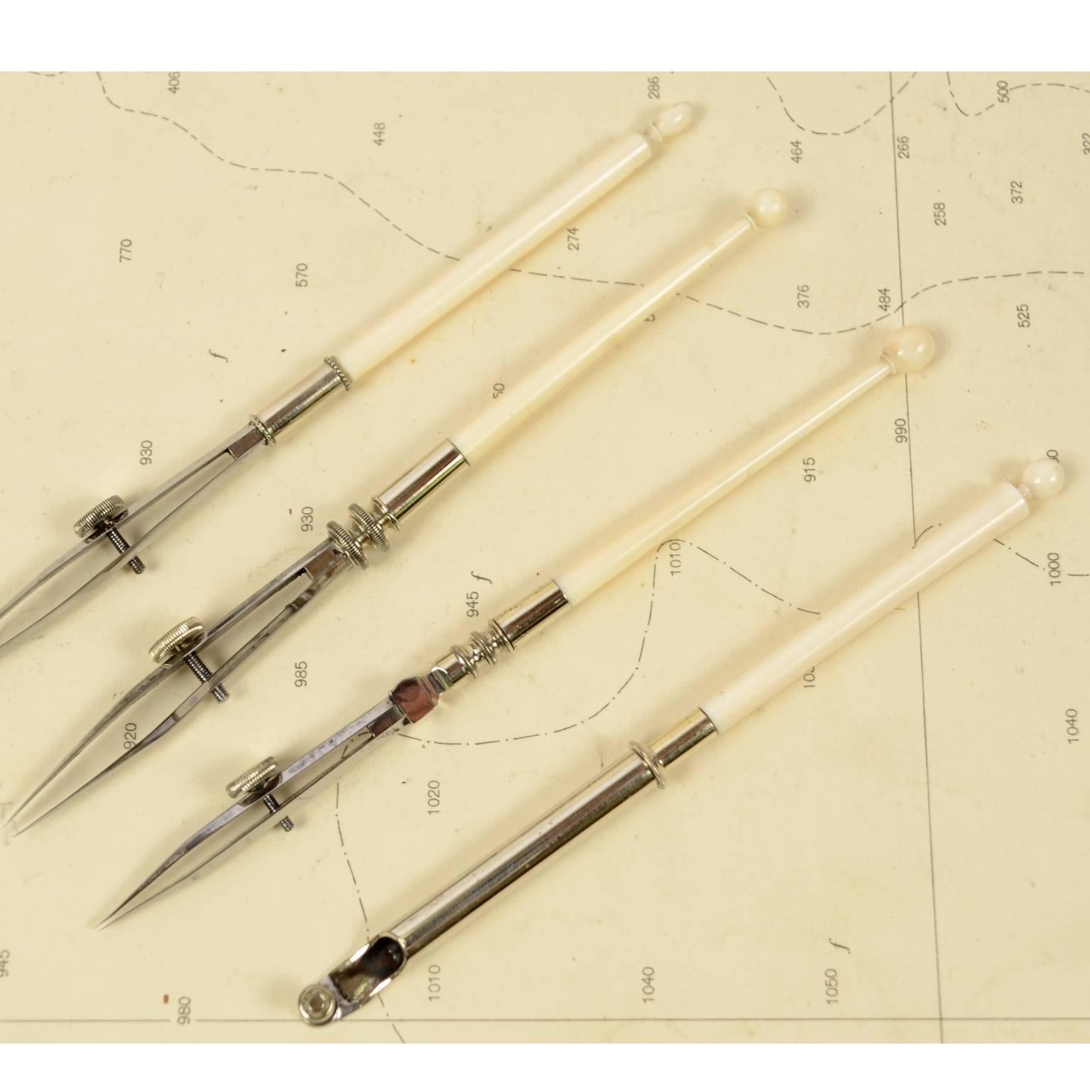 Beautiful Compasses Mahogany Box, 1858 at 1stDibs