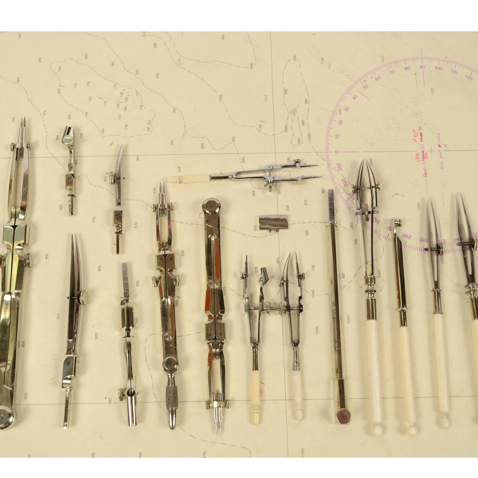 Beautiful Compasses Mahogany Box, 1858 at 1stDibs