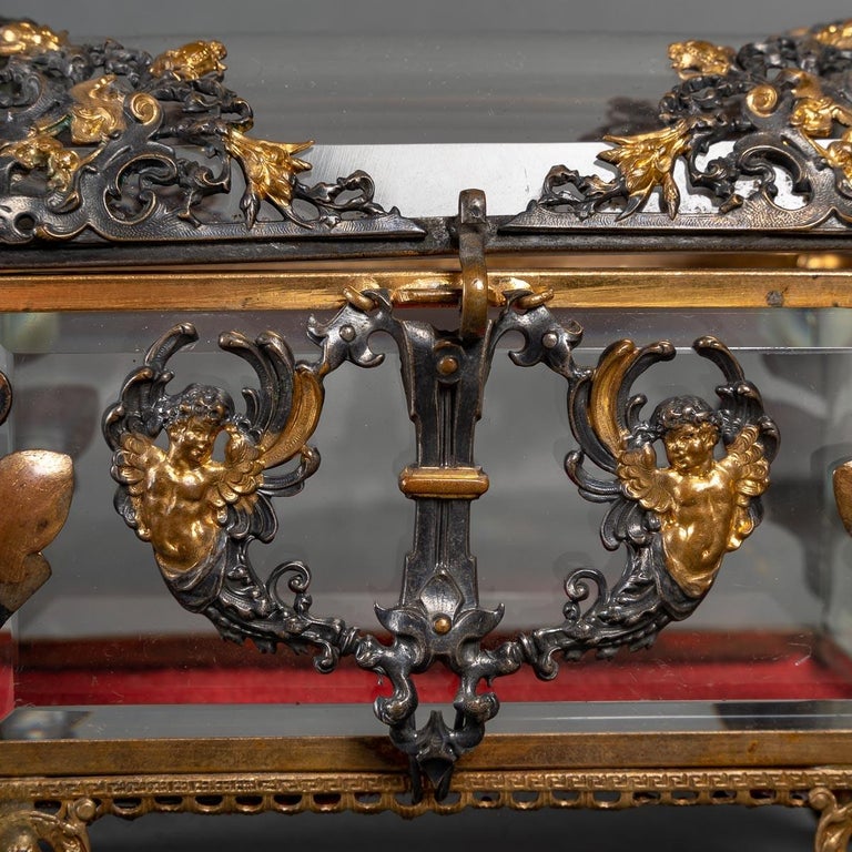 Beautiful Crystal Jewelry Box, Mounted in Silver and Gilded Bronze For ...