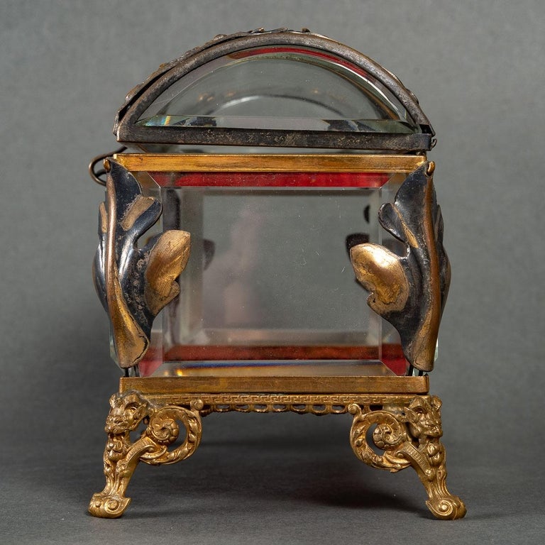 Beautiful Crystal Jewelry Box, Mounted in Silver and Gilded Bronze For ...