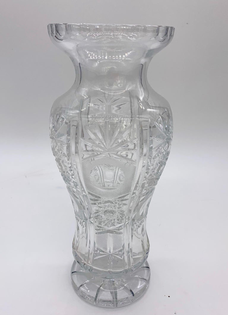 Beautiful Cut Crystal Vase with Ornaments, circa 1930-1940 For Sale at ...