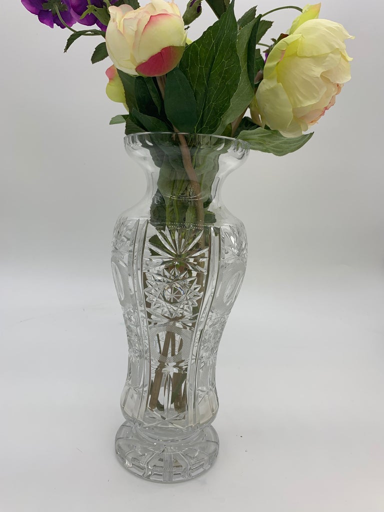 Beautiful Cut Crystal Vase with Ornaments, circa 1930-1940 For Sale at ...