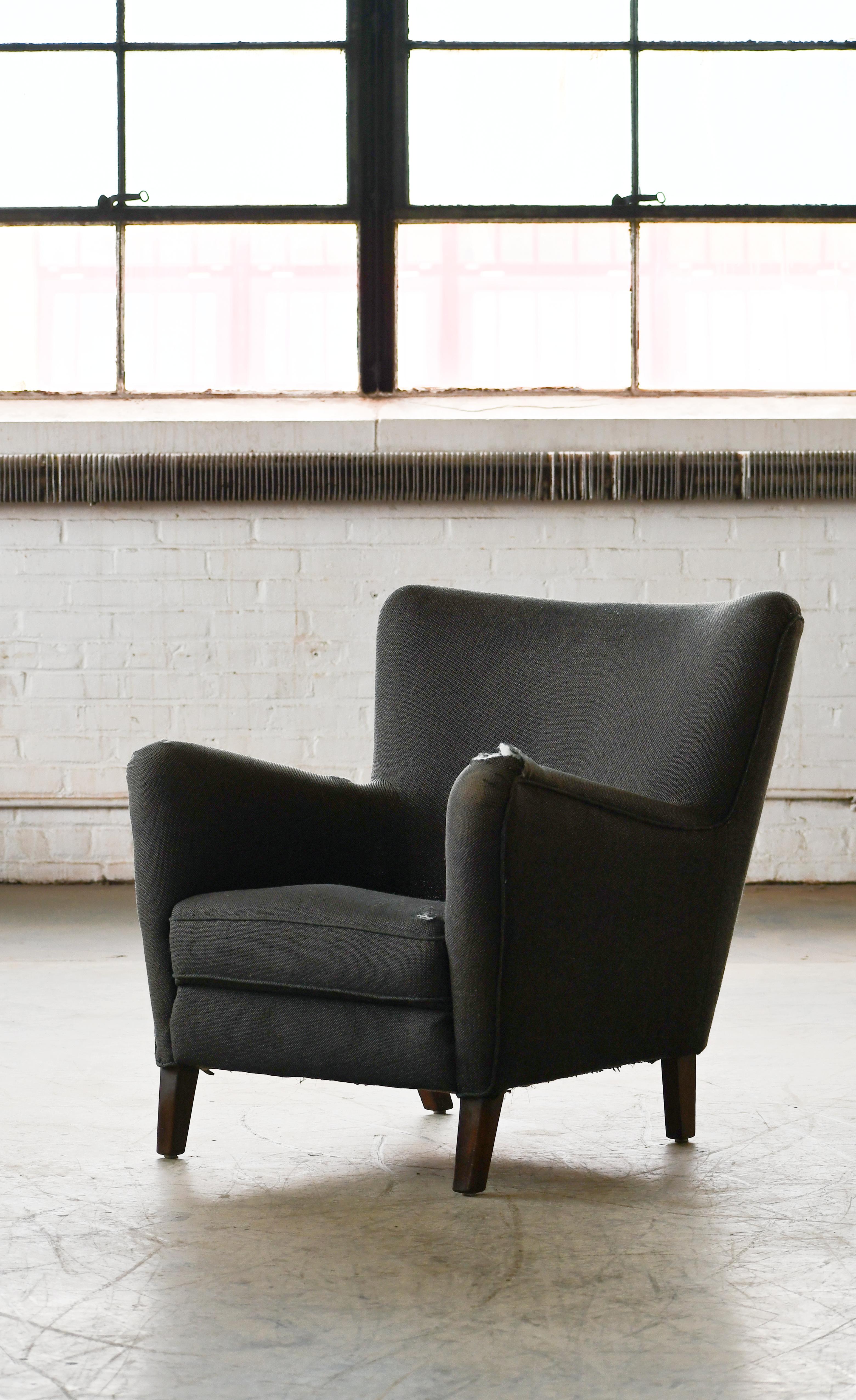 Beautiful Danish Lounge Chair Style of Fritz Hansen's Model 1669, 1940 ...