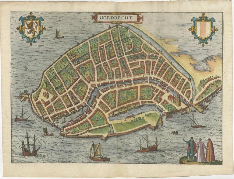 Beautiful Decorative Antique Map of the City of Dordrecht, the ...