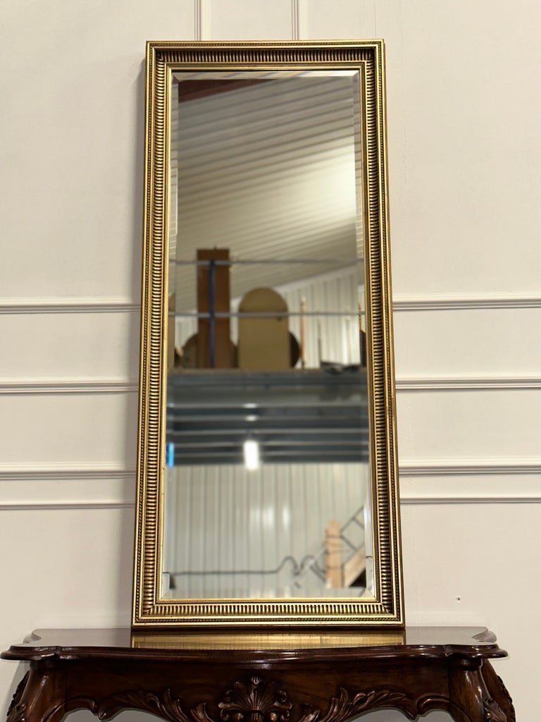 Beautiful and Decorative Gold Giltwood Long Bevelled Mirror For Sale at ...