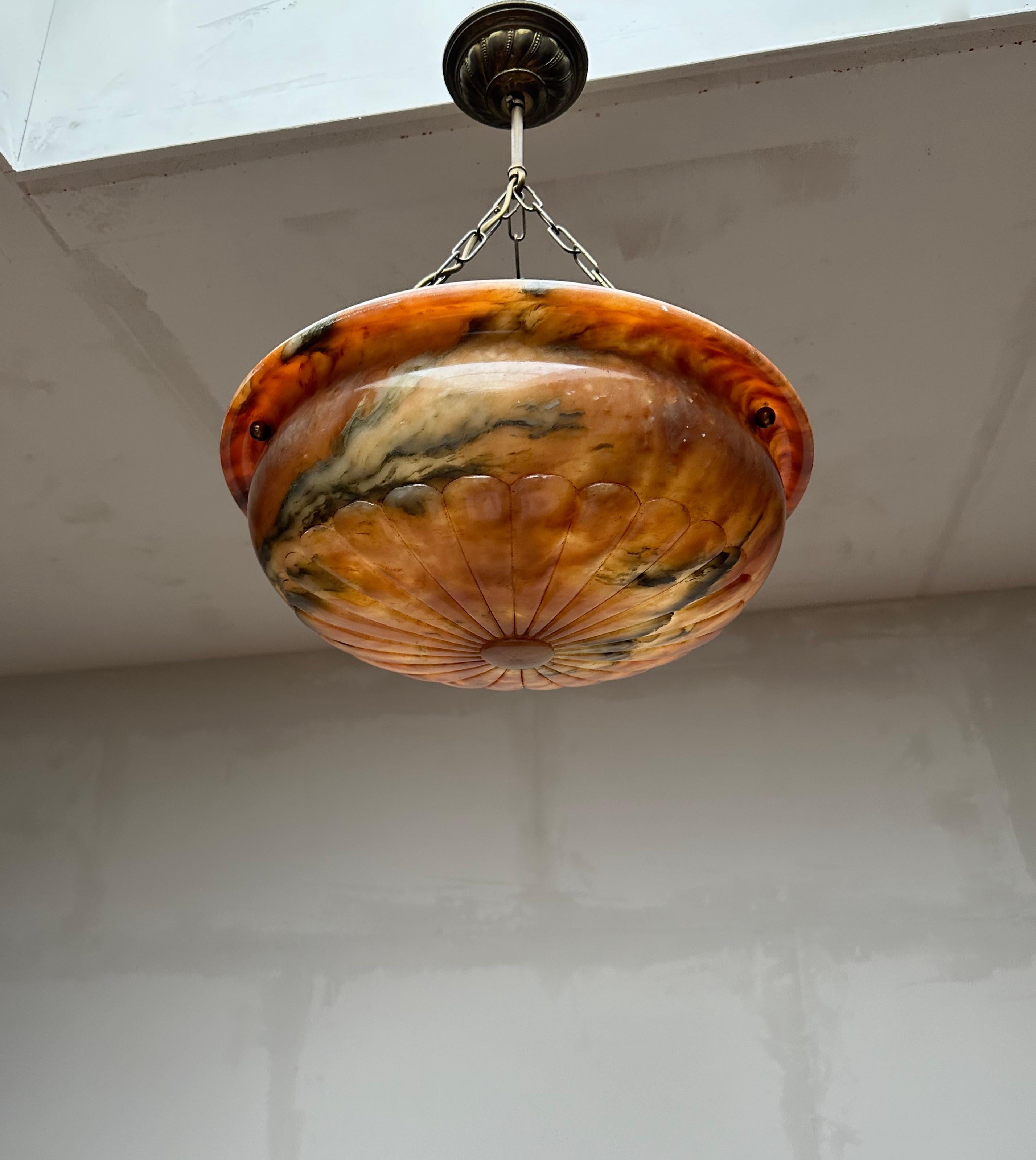 Beautiful Design and Color Antique Alabaster Bowl Chandelier / Pendant ...