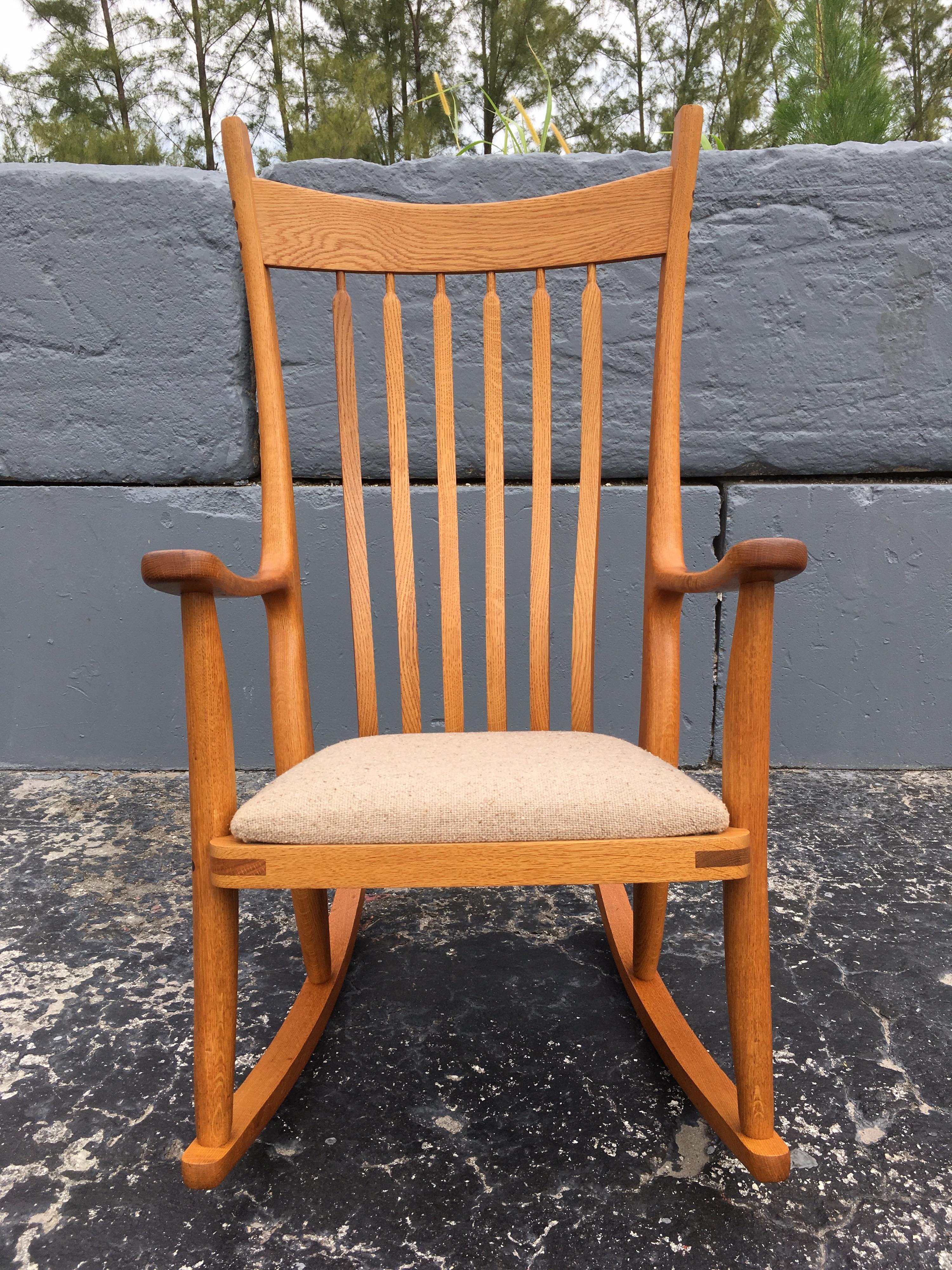 Beautiful Designer Craftsman Rocking Chair, White Oak, Fabric at ...