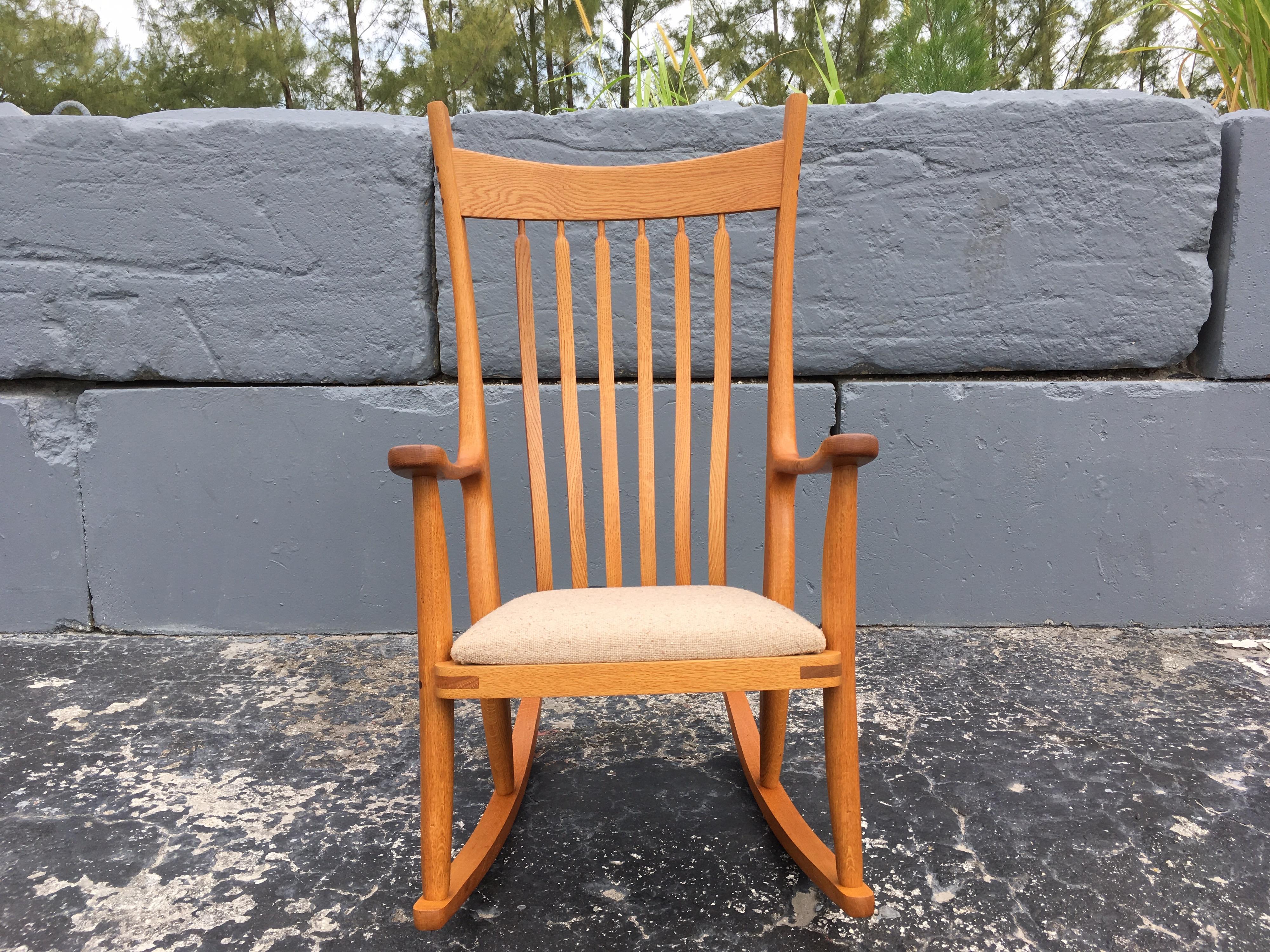 Beautiful Designer Craftsman Rocking Chair, White Oak, Fabric at ...