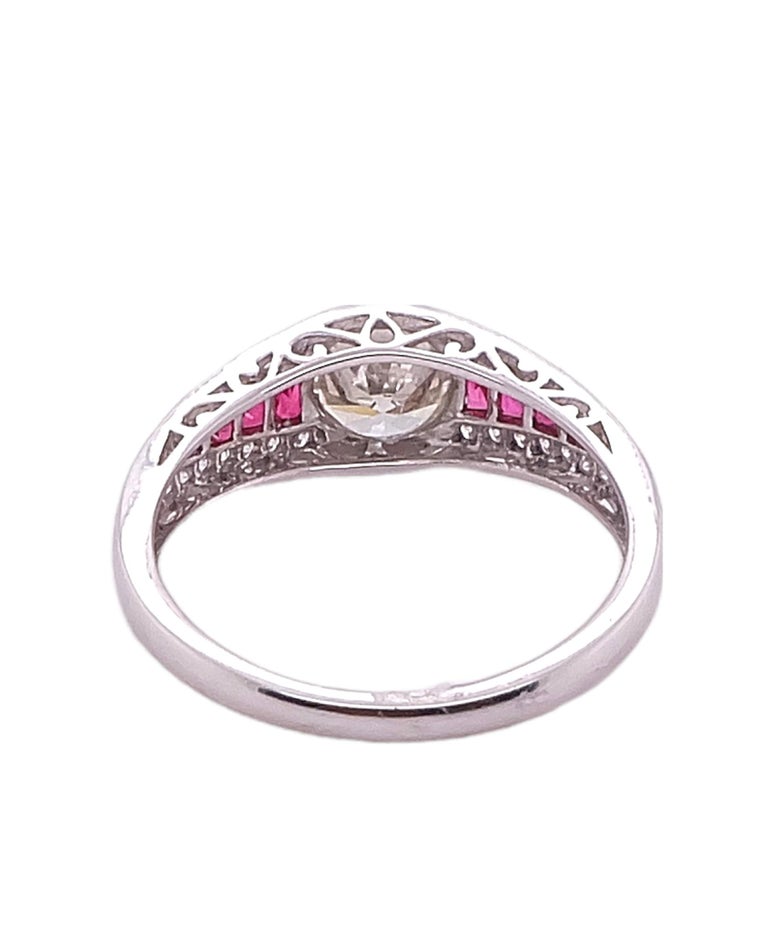 Beautiful Diamond and Ruby Platinum Ring For Sale at 1stDibs