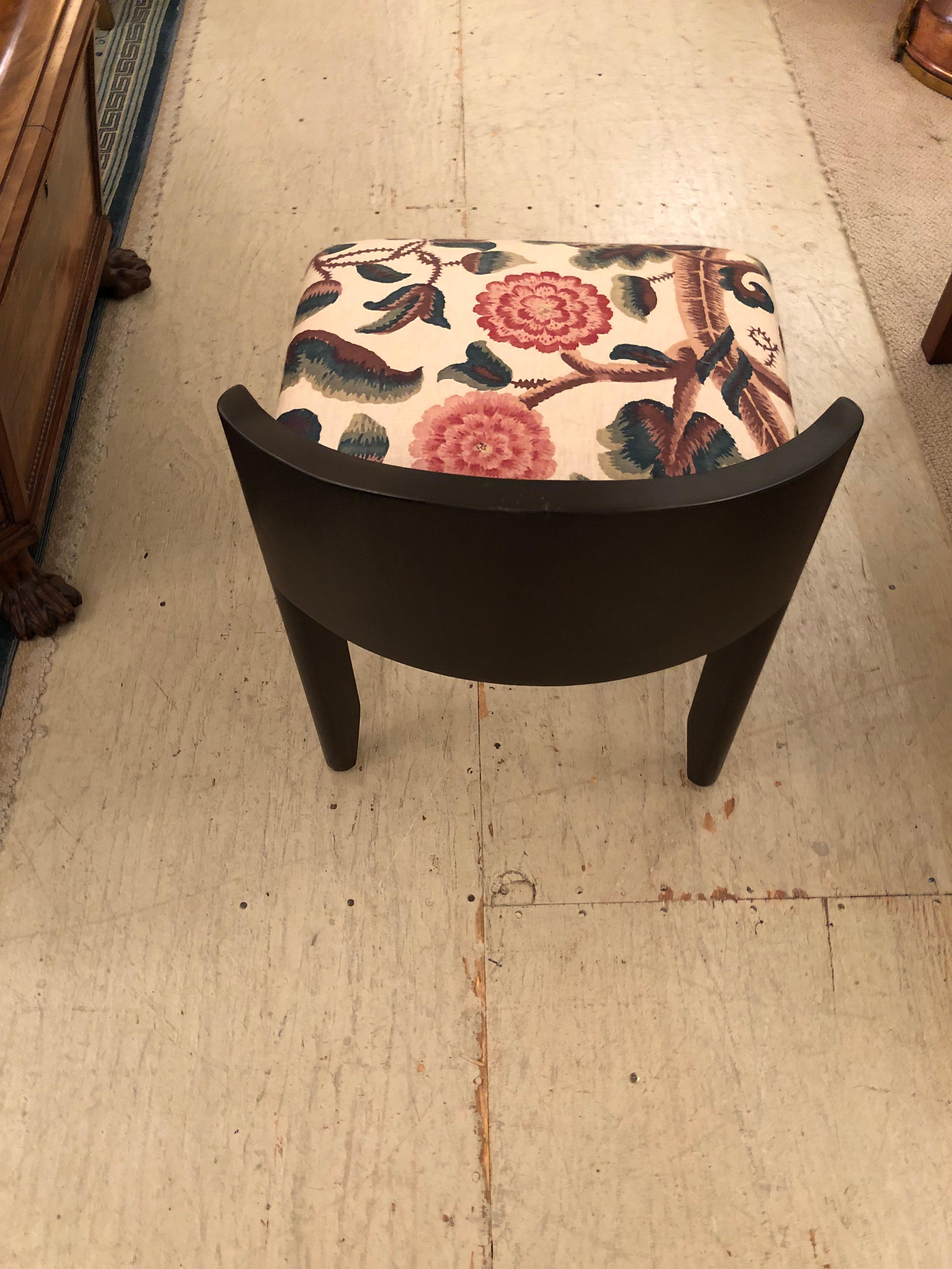 Beautiful Ebonized and Upholstered Vanity Stool at 1stDibs