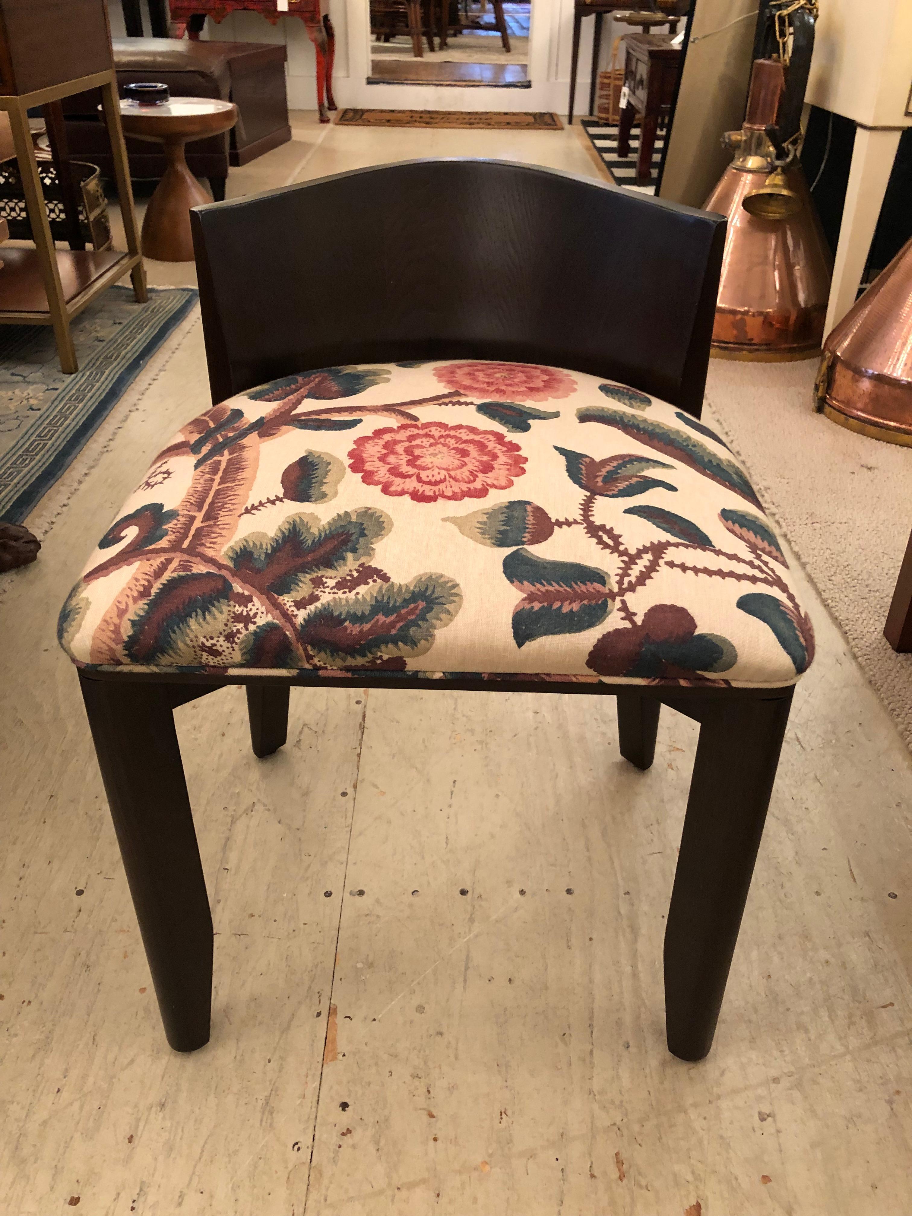 Beautiful Ebonized and Upholstered Vanity Stool at 1stDibs