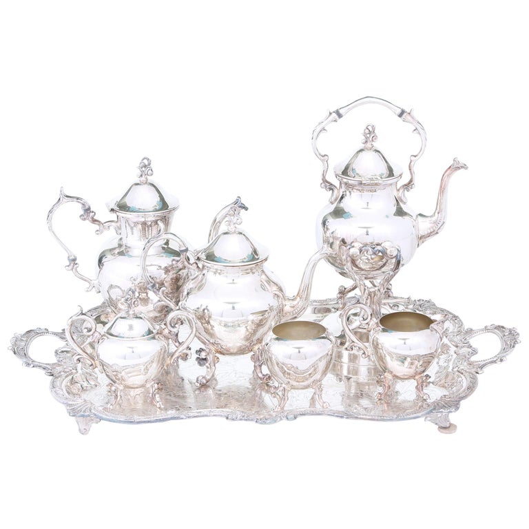 Beautiful English Silver Plate Tea / Coffee Service For Sale at 1stDibs