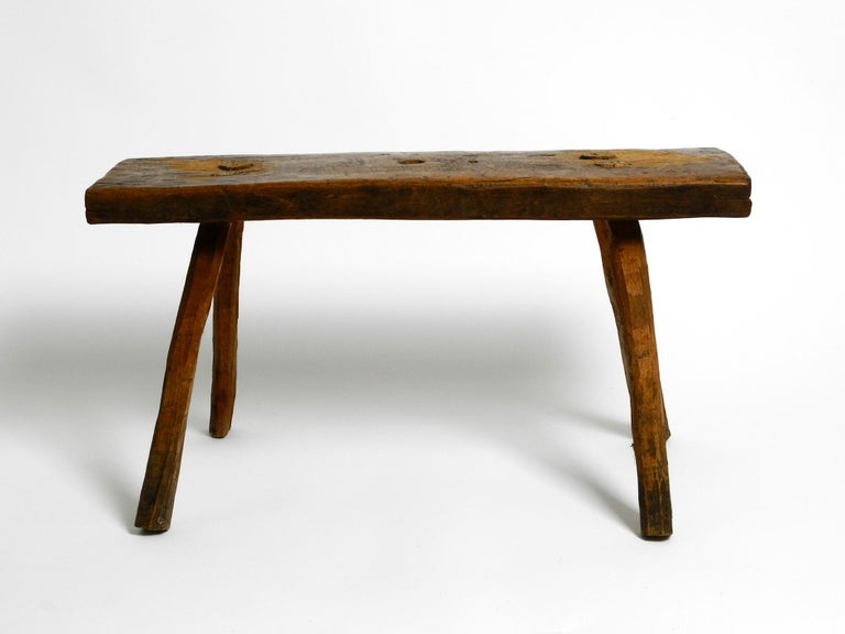 Beautiful Four-Legged Mid Century Solid Wood Stool with a Gorgeous ...