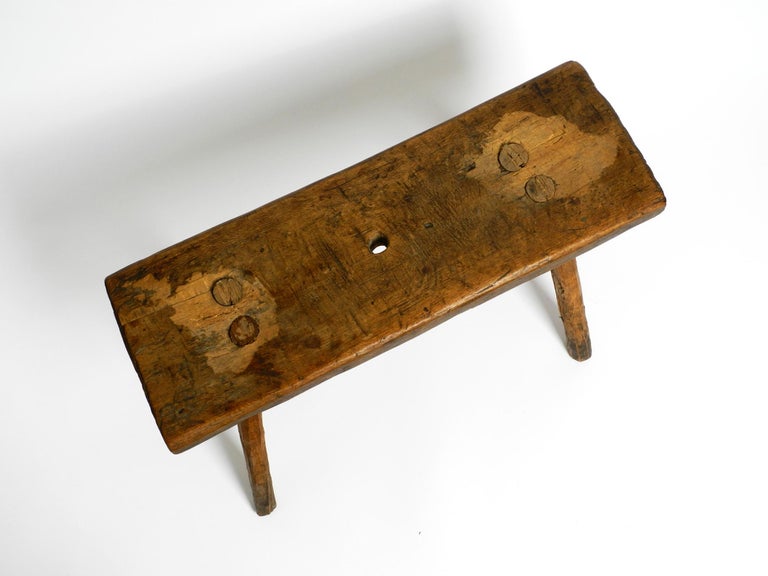 Beautiful Four-Legged Mid Century Solid Wood Stool with a Gorgeous ...